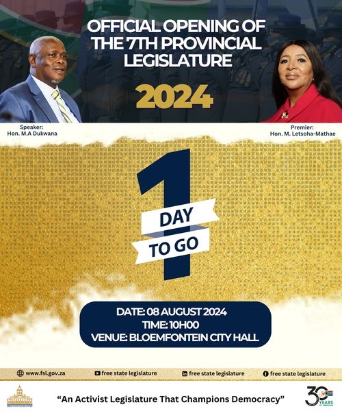 Opening of Legislature: Free State premier expected to earn trust ...