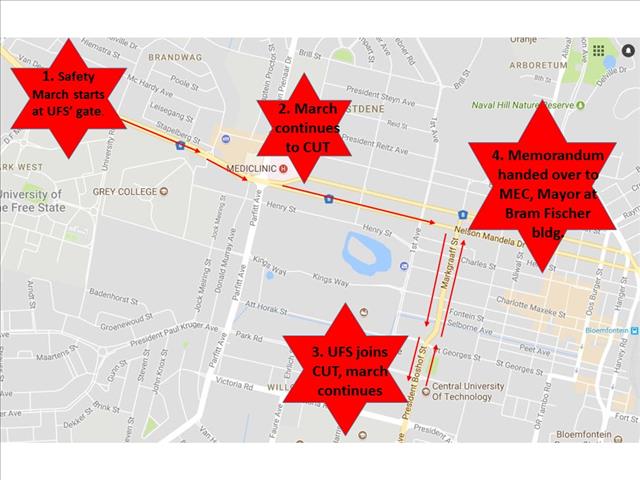MAP: Motorists be aware - Safety March under way from UFS to CUT | OFM